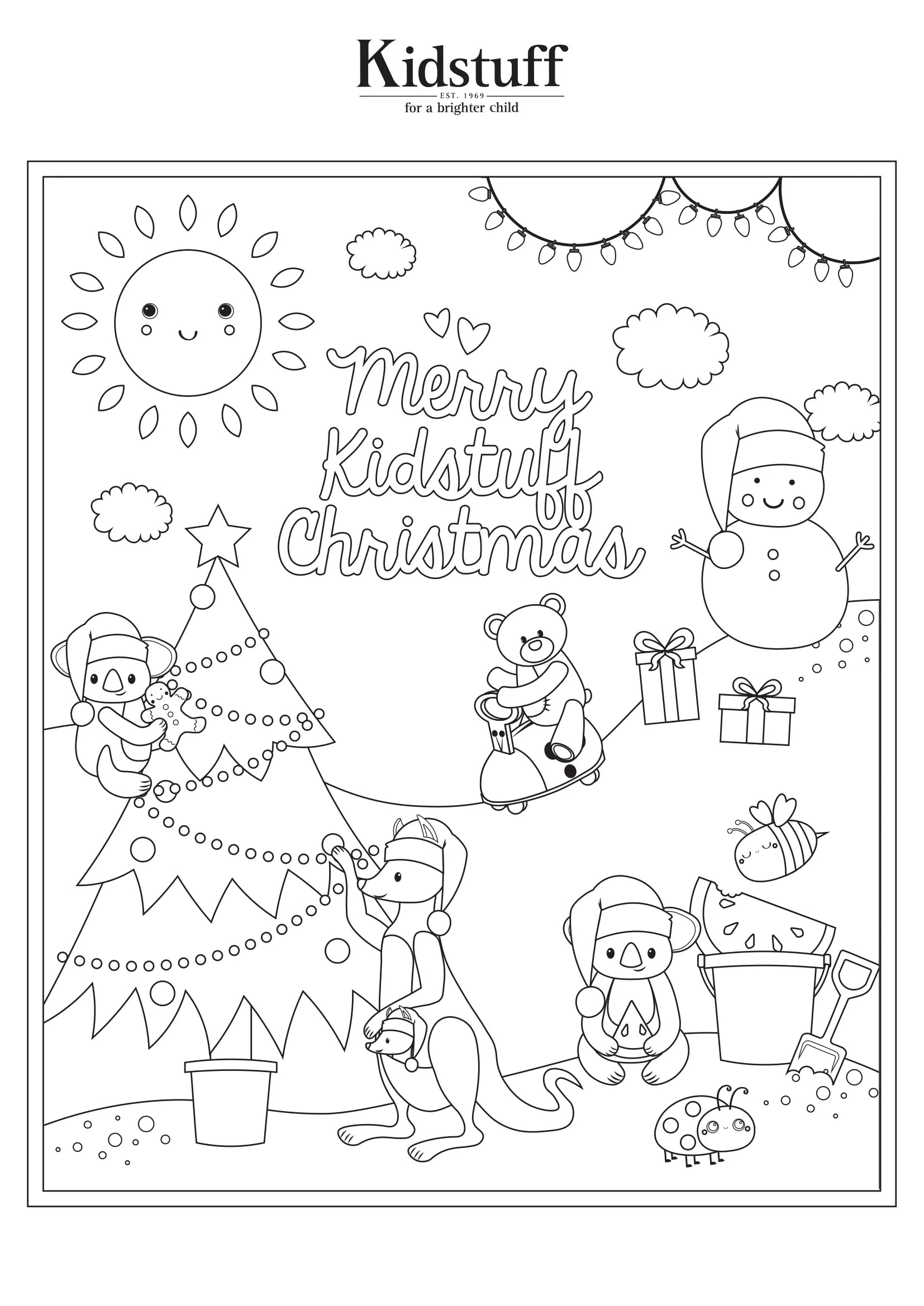 Kidstuff Australian Christmas - Colouring in Sheet
