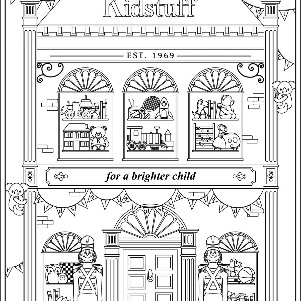 Kidstuff Toy Lane - Colouring in Sheet