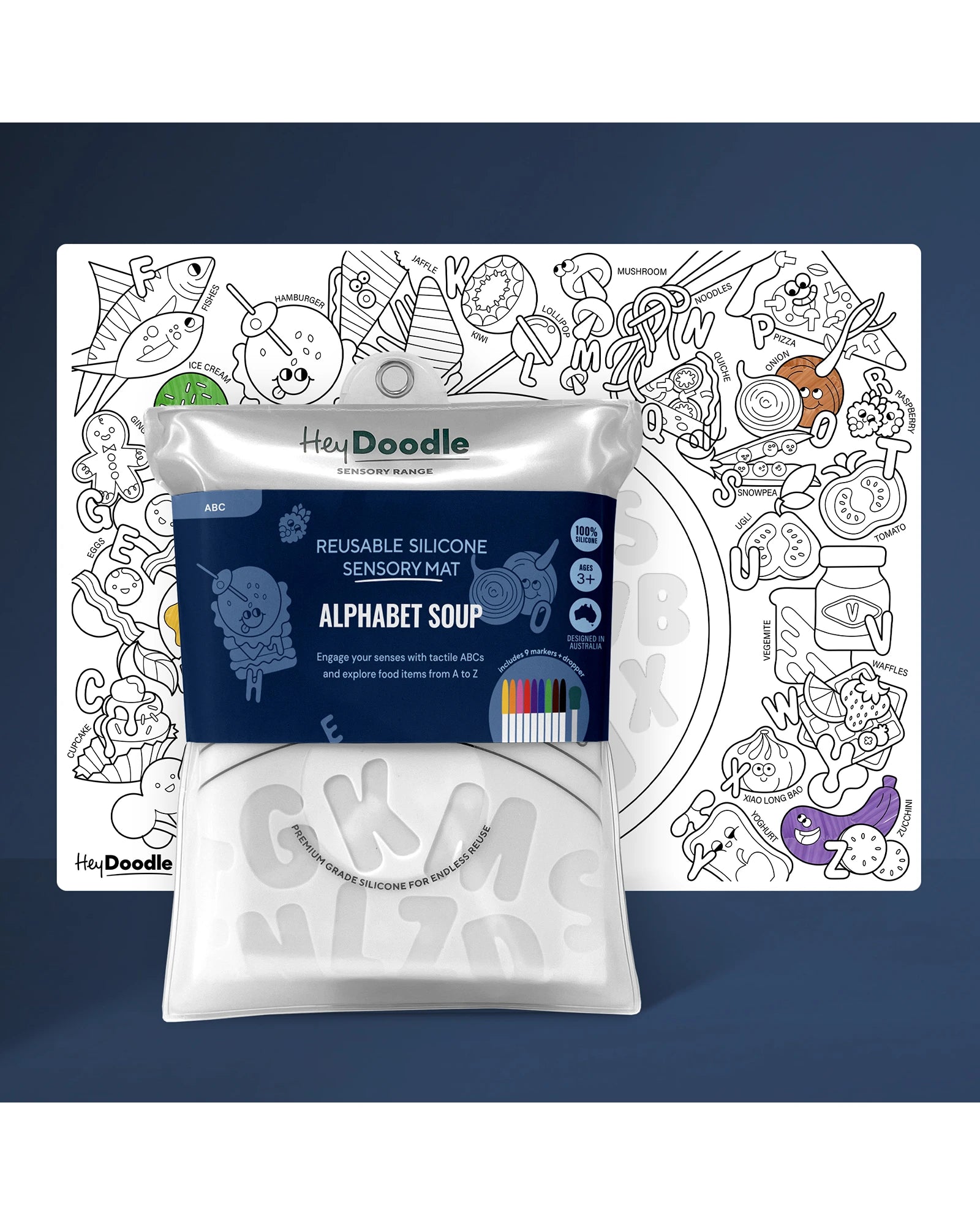 HeyDoodle Alphabet Soup Sensory Colouring & Doodle Mat – Kidstuff