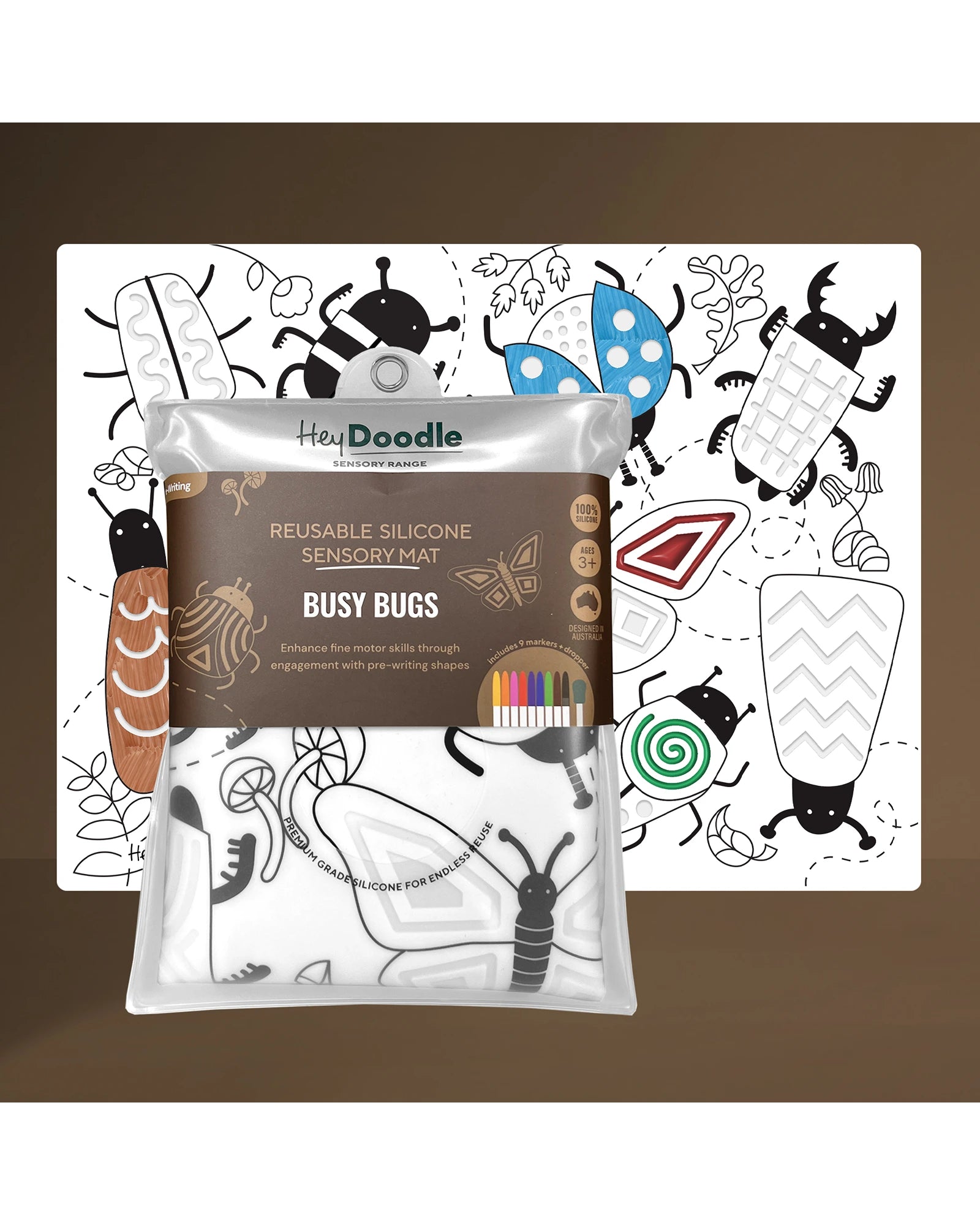 HeyDoodle Busy Bugs Sensory Colouring & Doodle Mat – Kidstuff