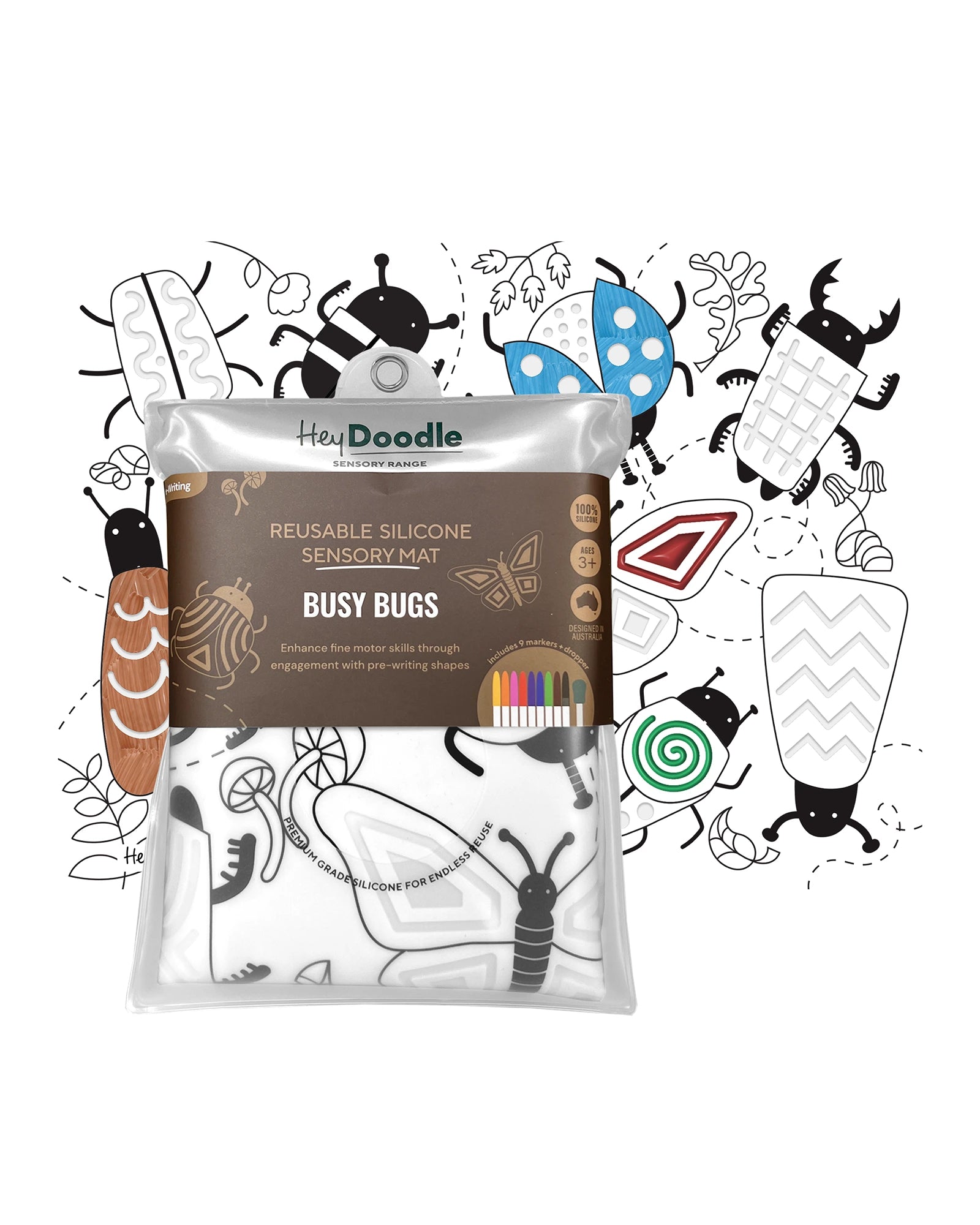 HeyDoodle Busy Bugs Sensory Colouring & Doodle Mat – Kidstuff