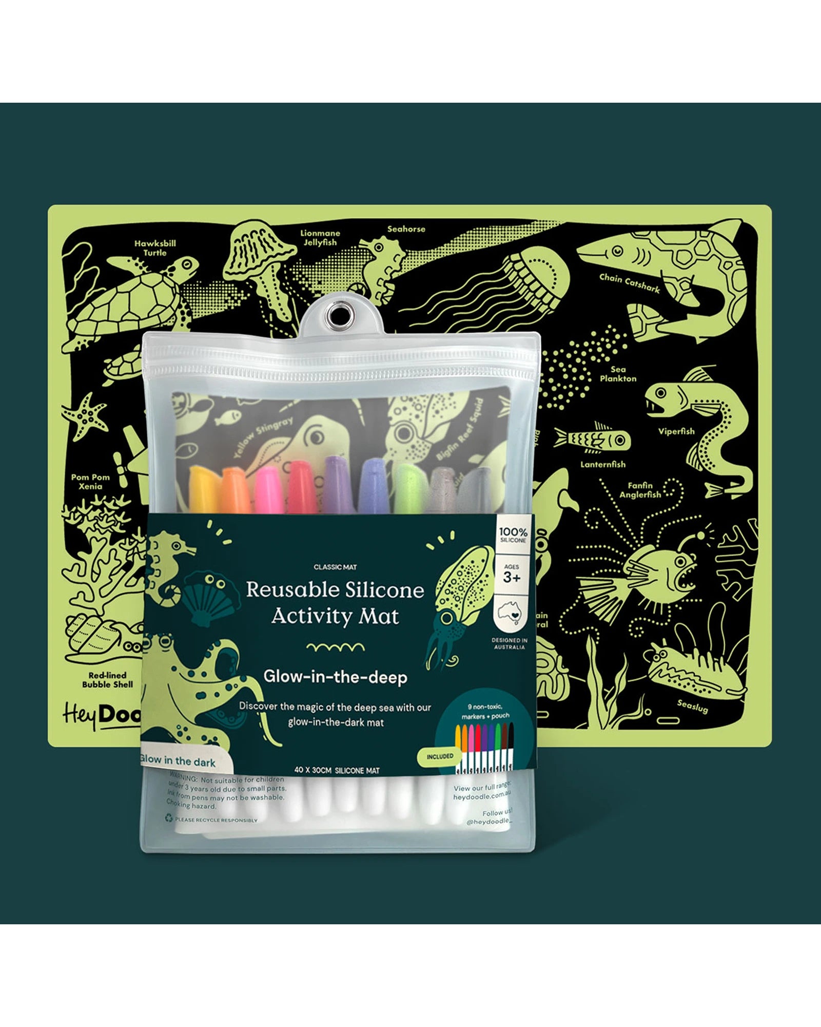 HeyDoodle Glow-in-the-deep Classic Colouring & Doodle Mat – Kidstuff